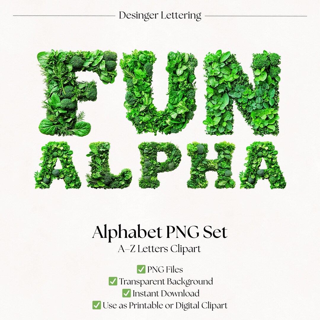 Leafy Green Clipart Alphabet Letters | Healthy Eating PNG Images ...