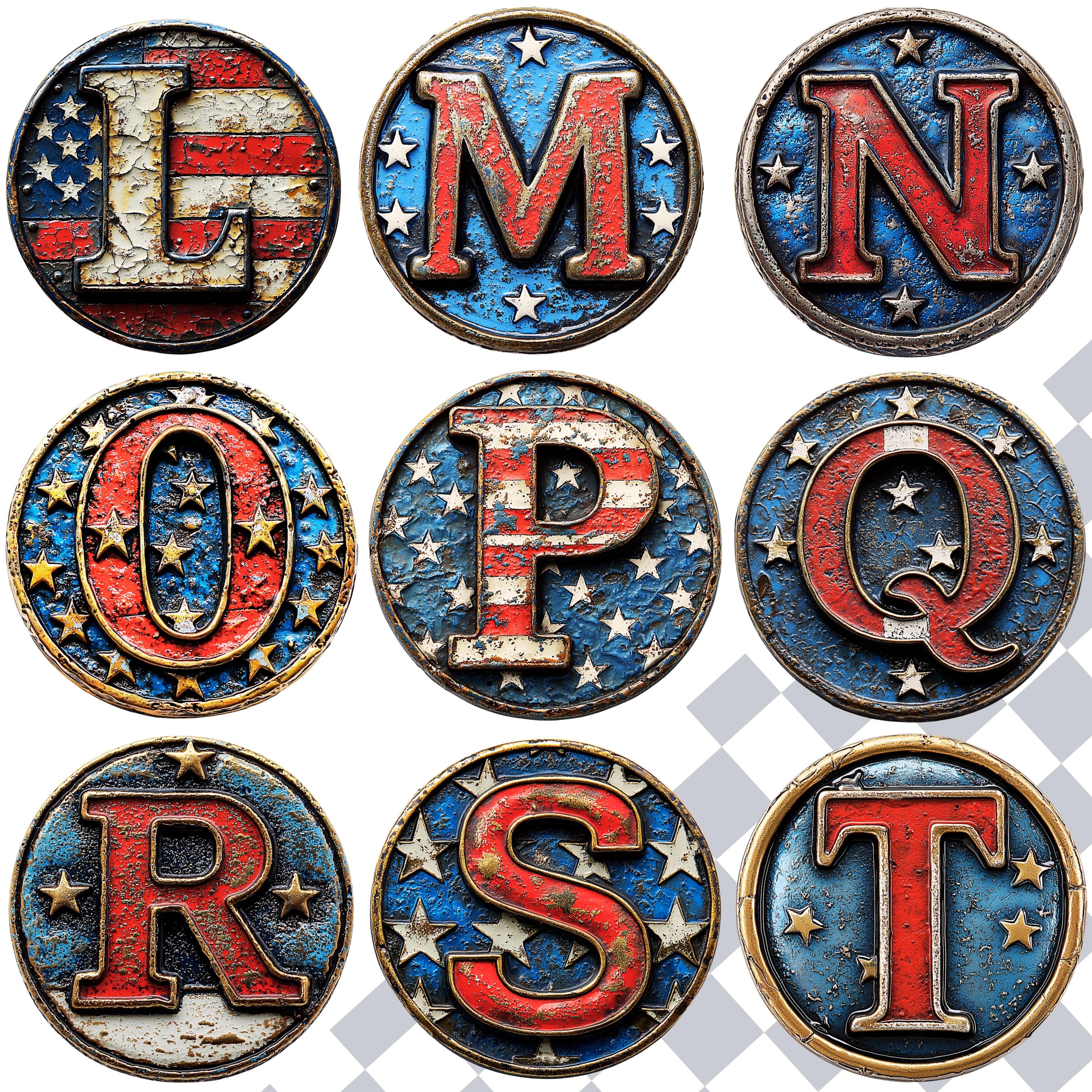 Rustic American Flag Clipart Letters: Patriotic Alphabet PNG (digital ...