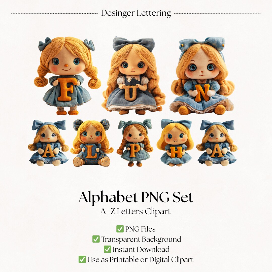 Rag Doll Clipart Letters | Alice in Wonderland Alphabet | Fantasy ...