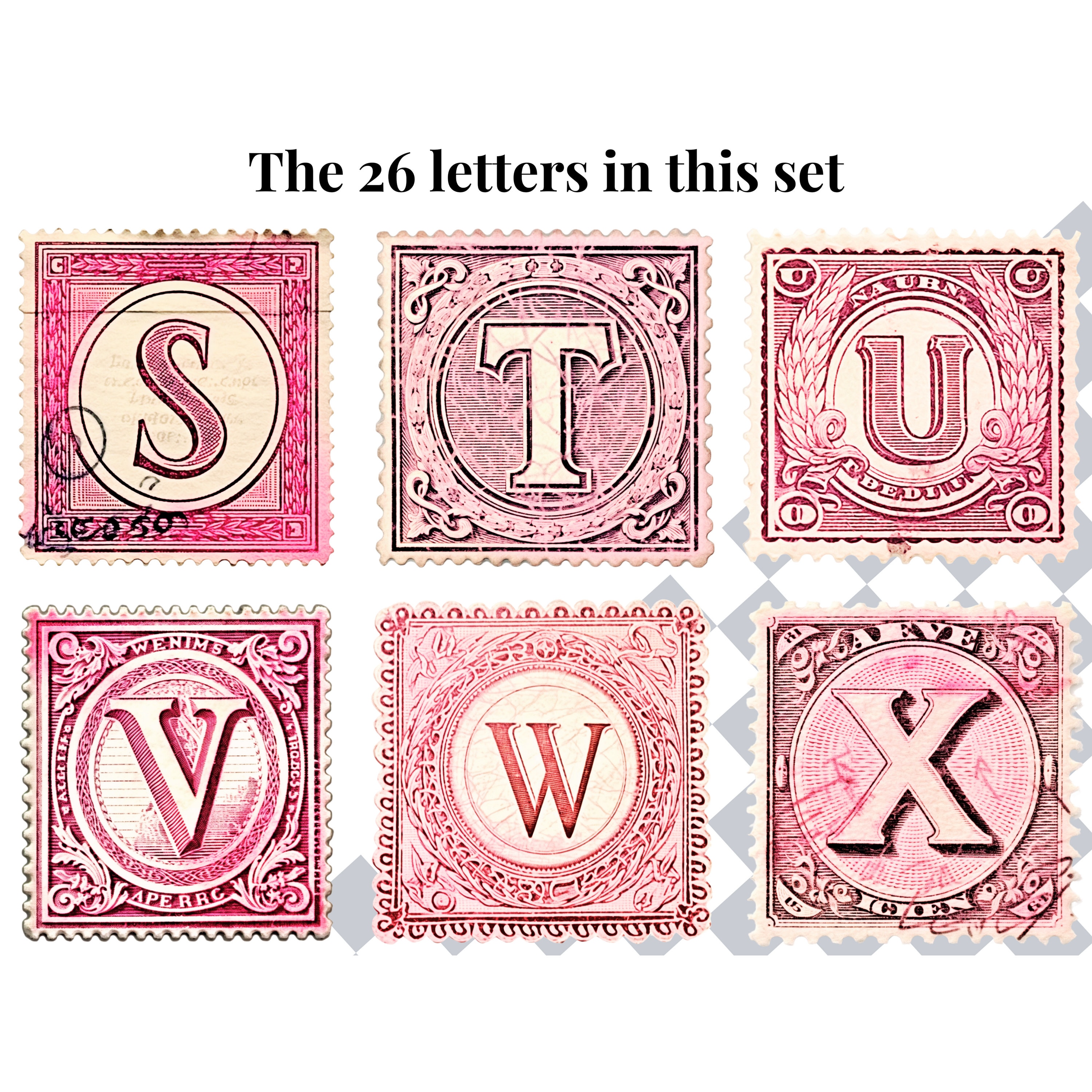 Postage Stamp Clipart Alphabet Letters PNG Files for Digital Download ...
