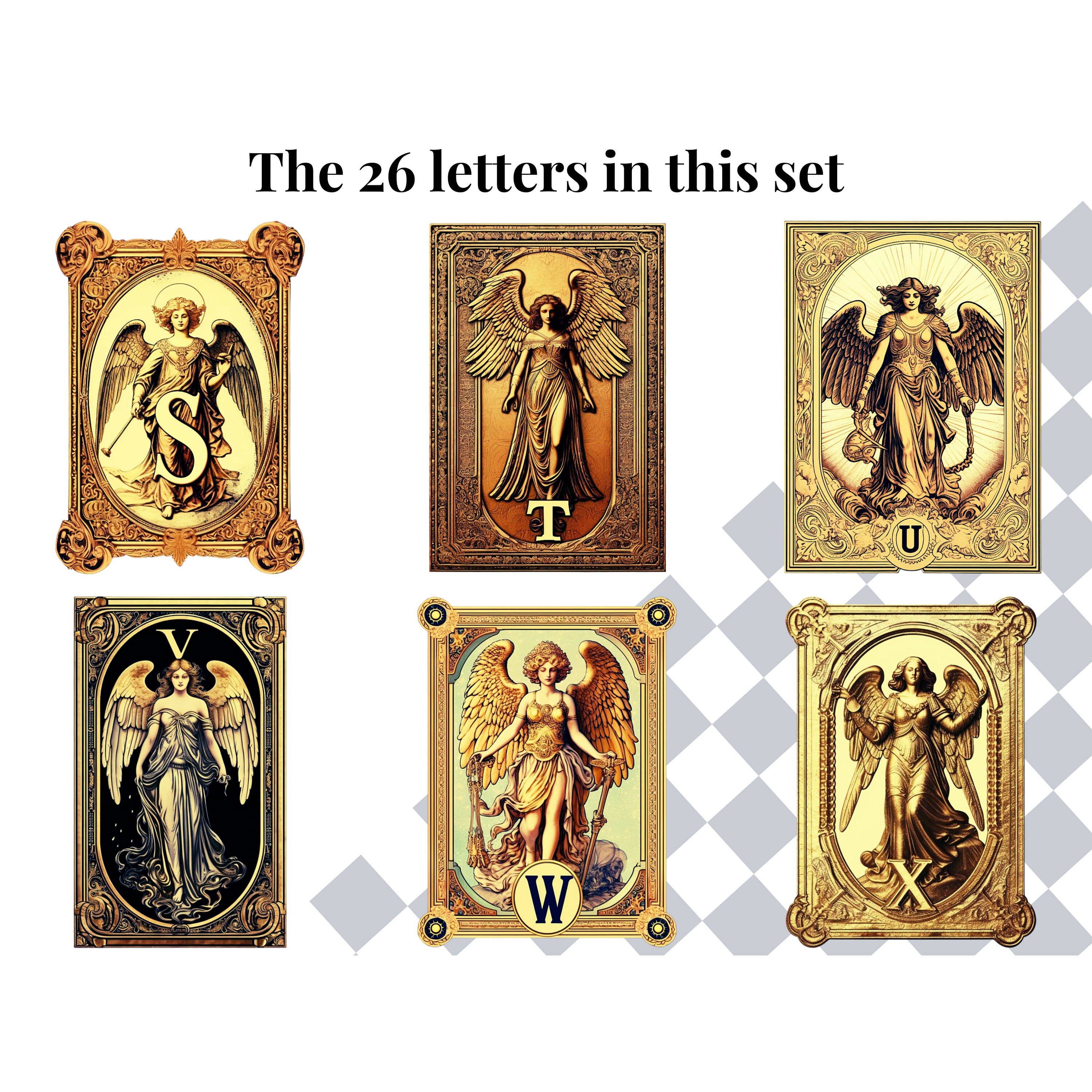 Guardian Angel Digital Paper for Digital Download Vintage Ephemera Gold ...