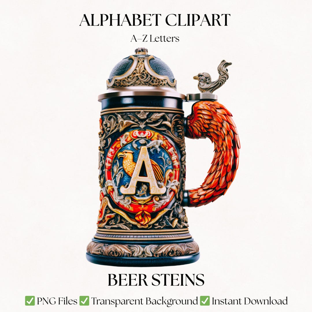 Beer Stein Clipart Letters | Alcohol PNG Alphabet Fonts | Oktoberfest ...