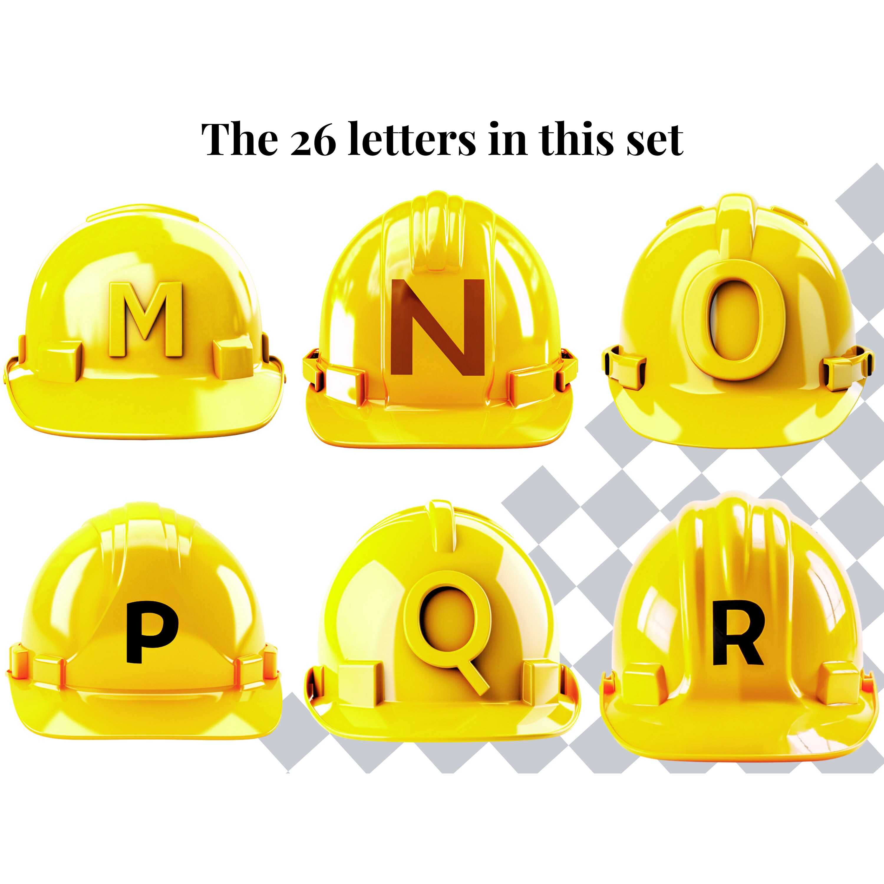 Hard Hat Clipart Alphabet Letters PNG File for Construction Digital ...