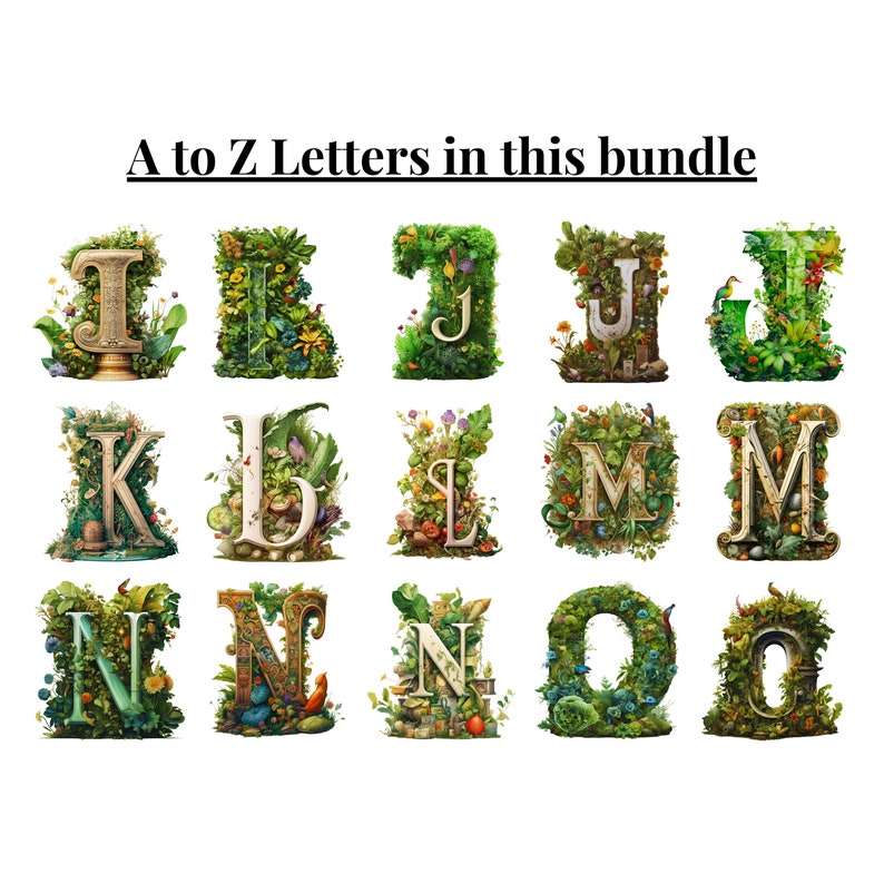 Cottage Core Clipart Alphabet Letters PNG Files for Digital Download ...