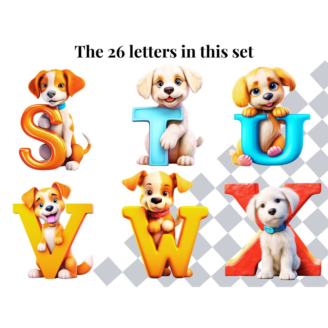 Dog Clipart Animal Alphabet Letters PNG for Instant Download Digital ...