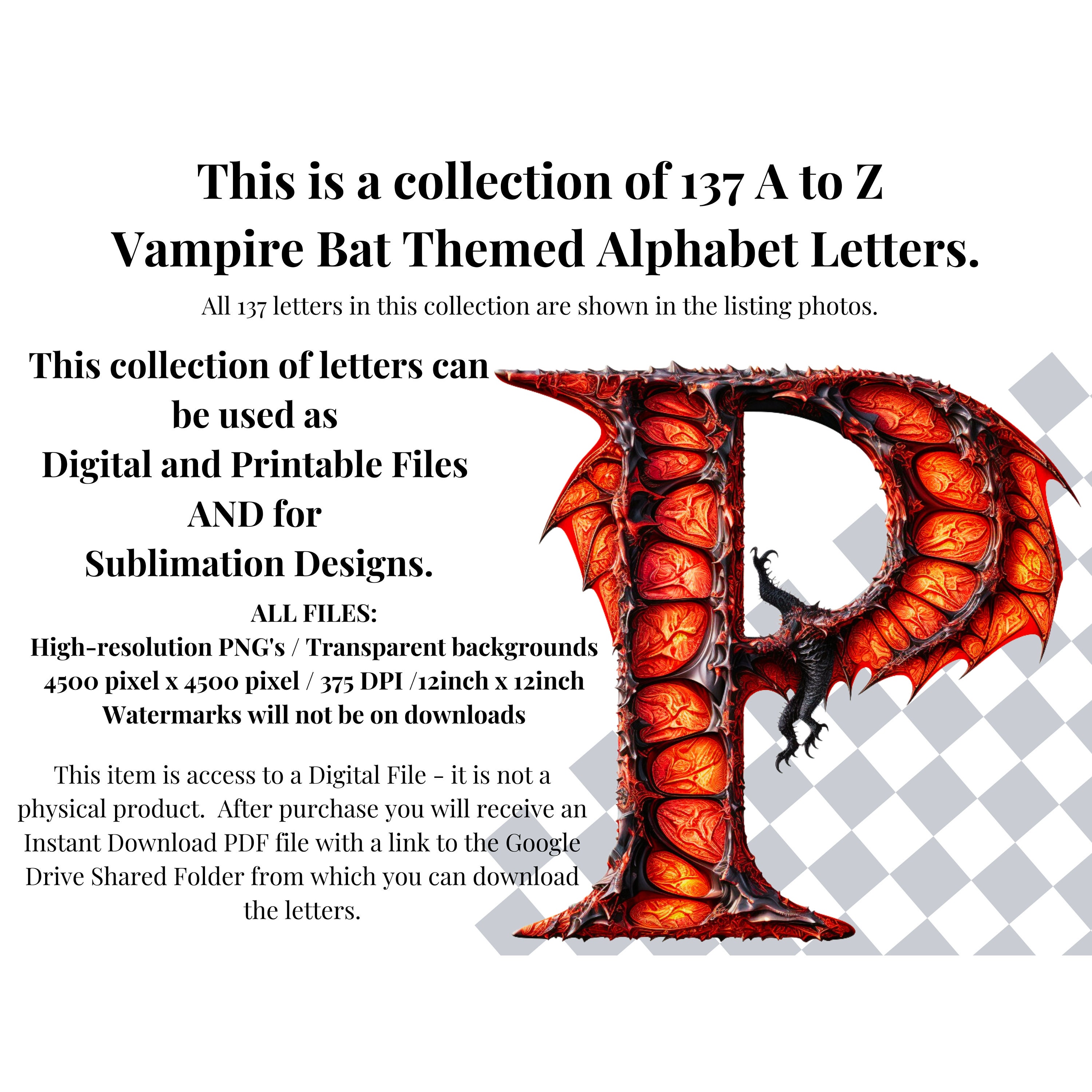 Halloween Vampire Clipart Alphabet Letters for Digital Download ...