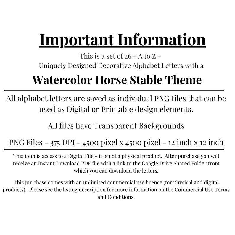 Horse Clipart Alphabet: Watercolor Stable Letters (PNG Digital Download ...