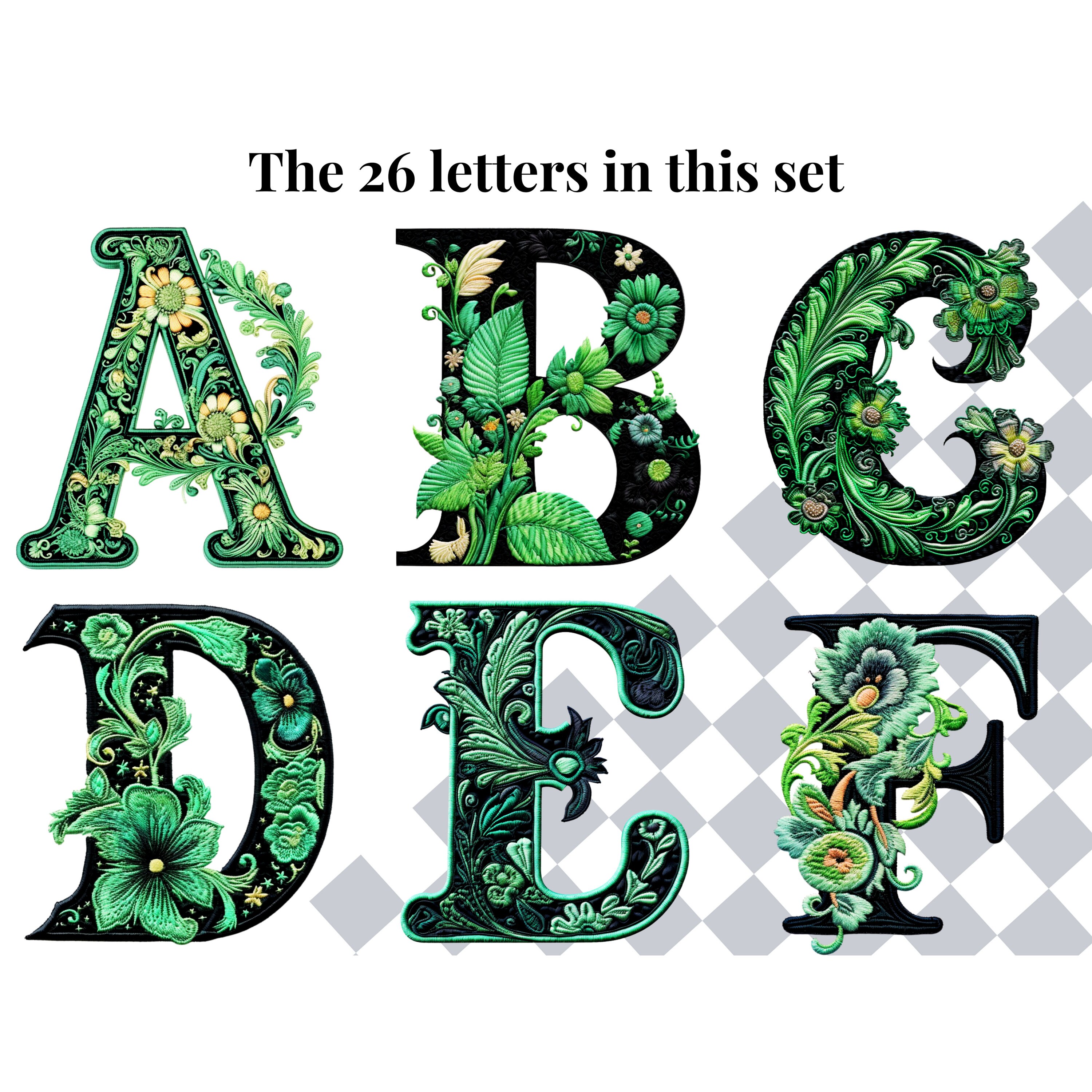 Floral Clipart Alphabet Letters PNG Files for Flower Digital Download ...