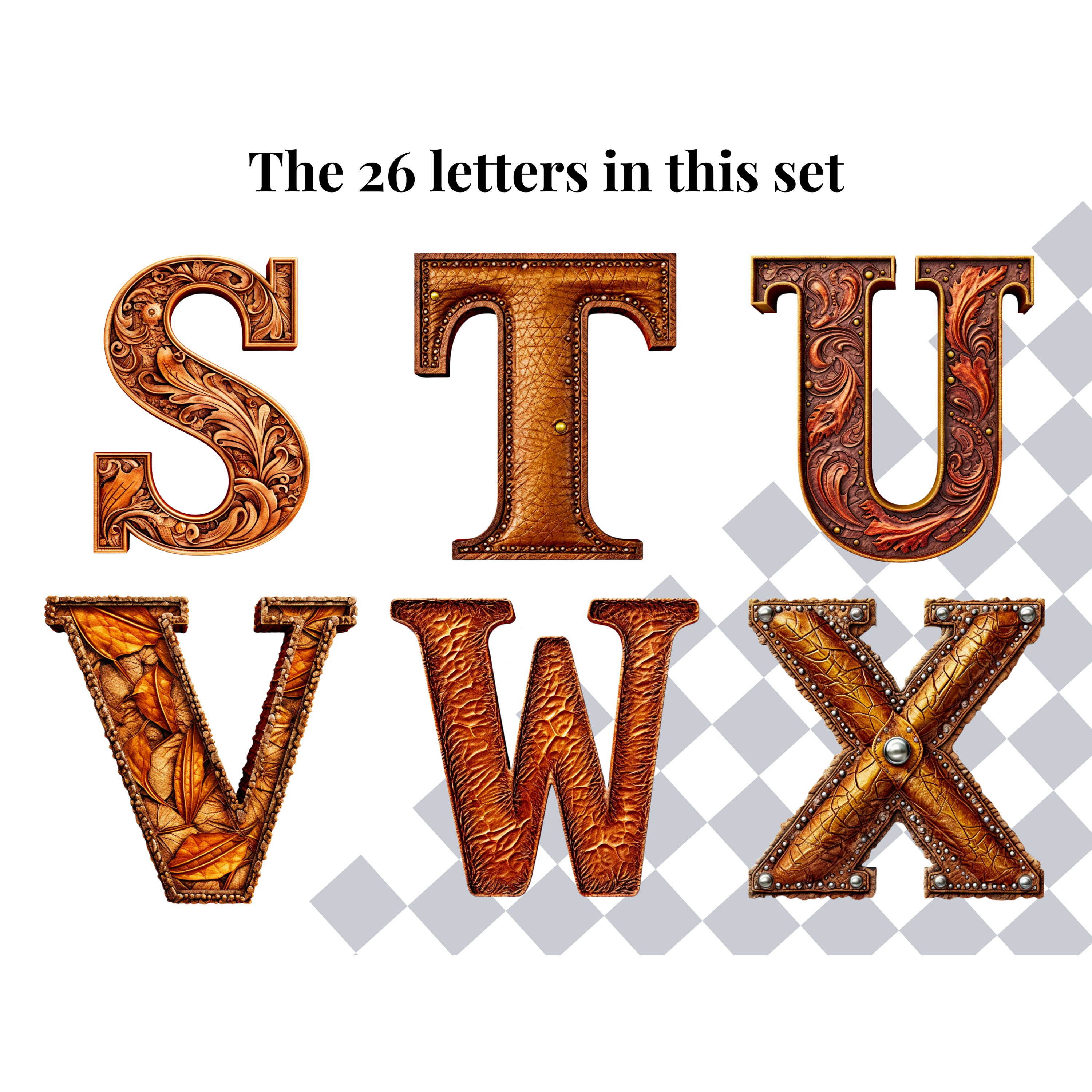 Brown Leather Clipart Alphabet Letters PNG Files for Digital Download ...