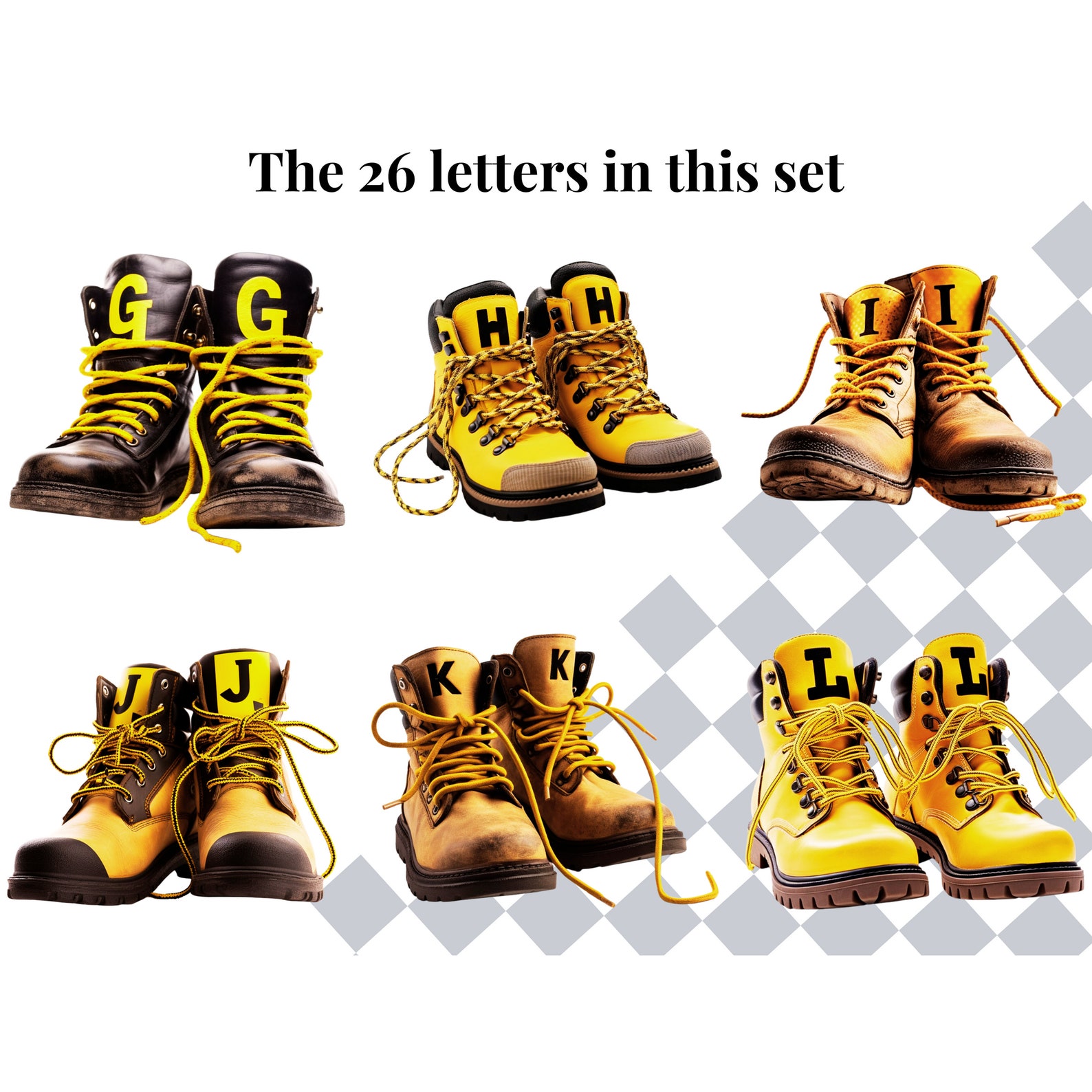 Construction Clipart Letters | Builder PNG Alphabet Fonts | Work Boot ...
