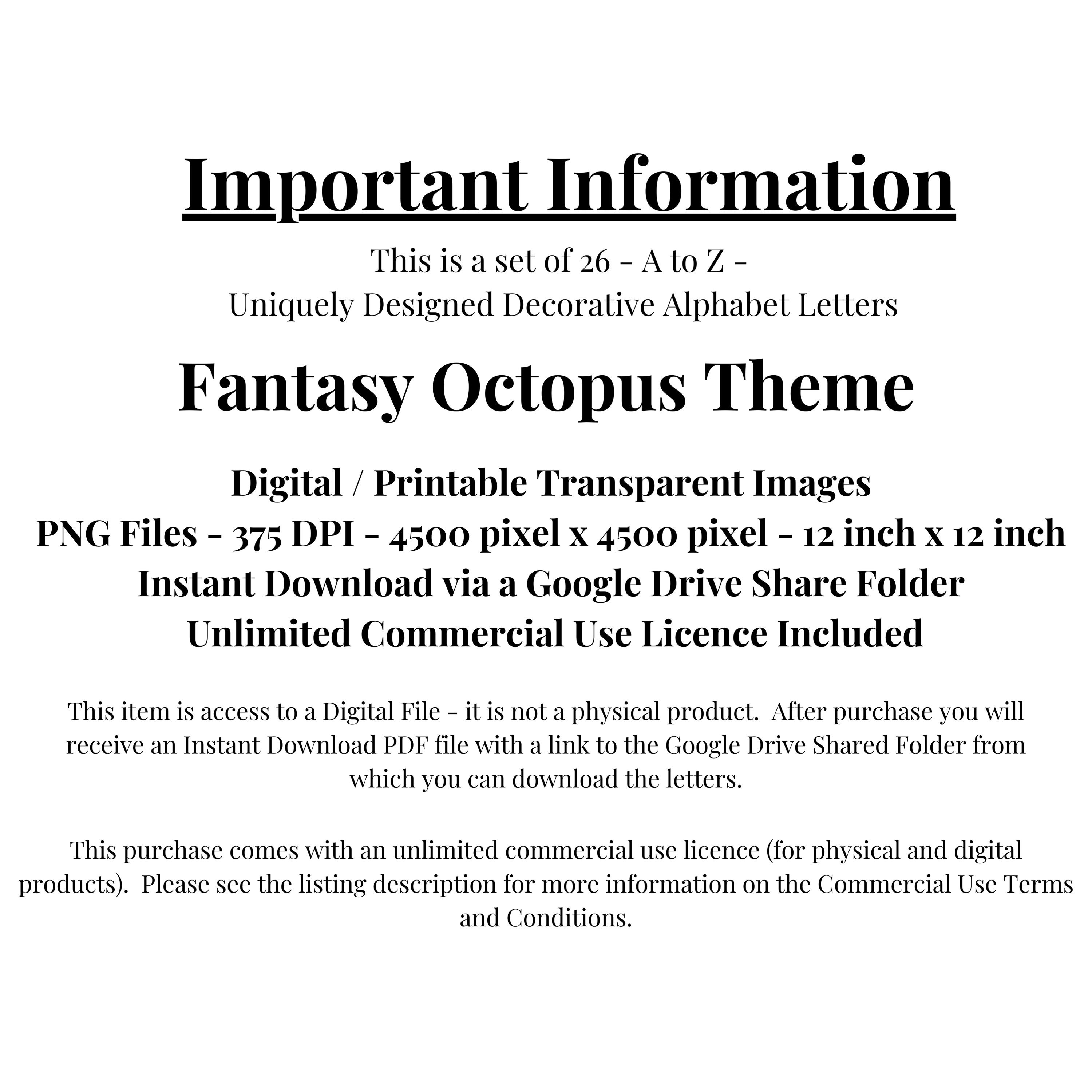 Octopus Clipart Animal Alphabet Letters PNG for Under the Sea Cute ...