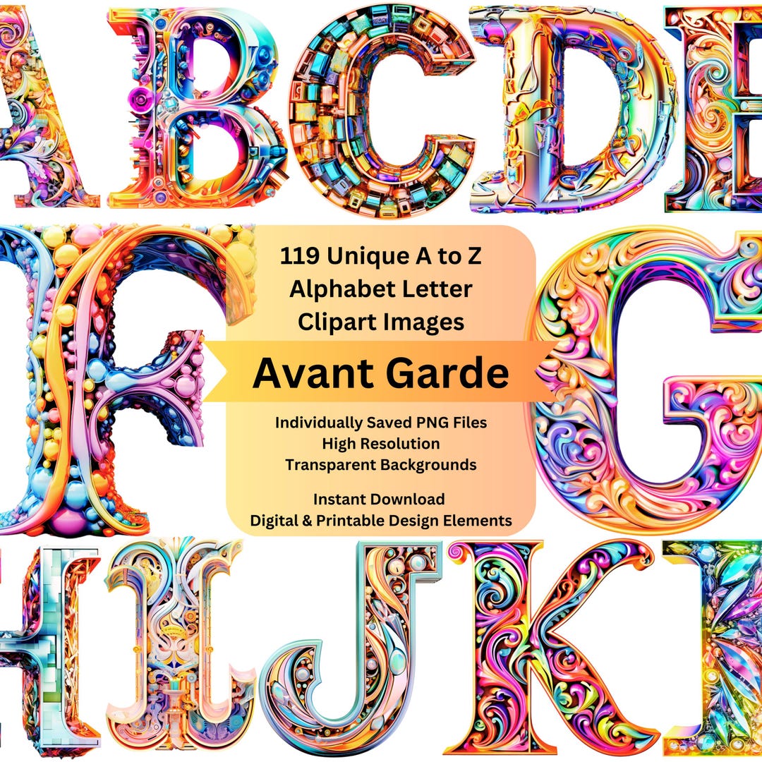 Clipart Alphabet Letter PNG Files for Cute Cricut Fonts, Scrapbooking ...