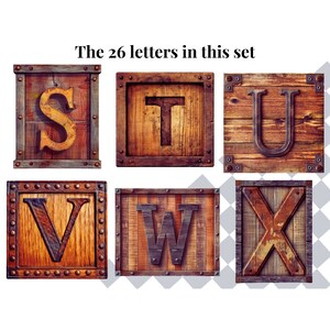 Rustic Clipart Alphabet Letters PNG Files for Instant Download ...