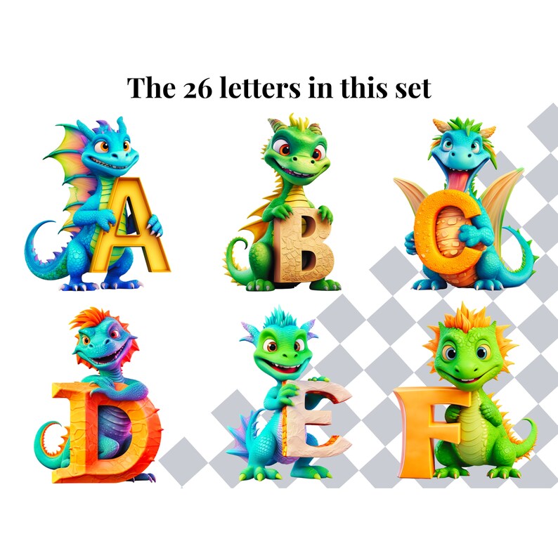 Dragon Clipart Instant Download Clipart Letters for Animal Alphabet ...