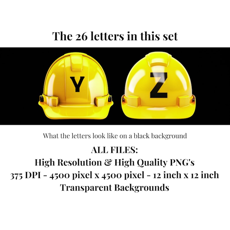 Hard Hat Clipart Alphabet Letters PNG File for Construction Digital ...