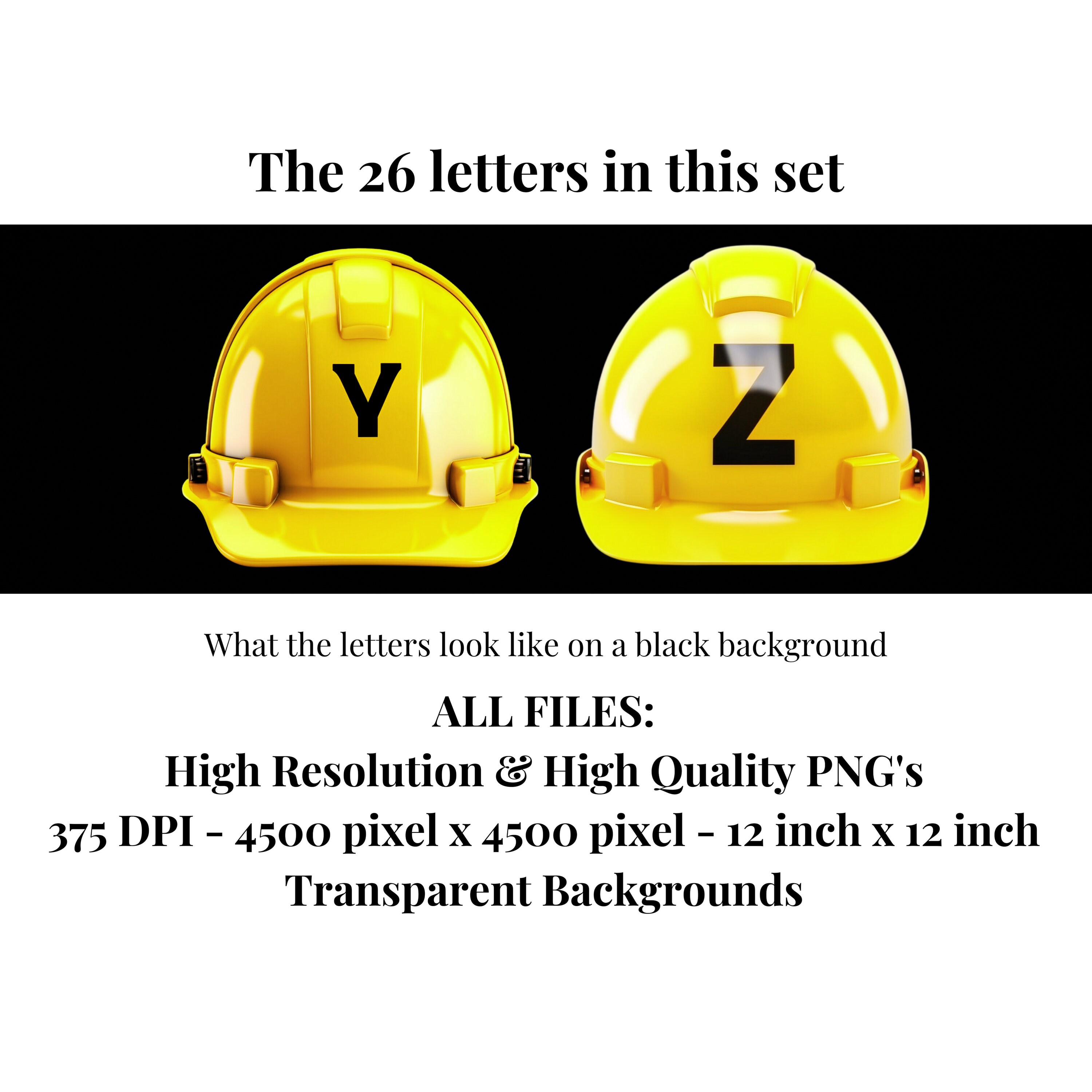 Hard Hat Clipart Alphabet Letters PNG File for Construction Digital ...