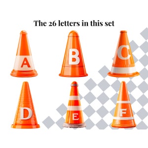 Traffic Cone Clipart Alphabet Letters PNG File for Construction Digital ...
