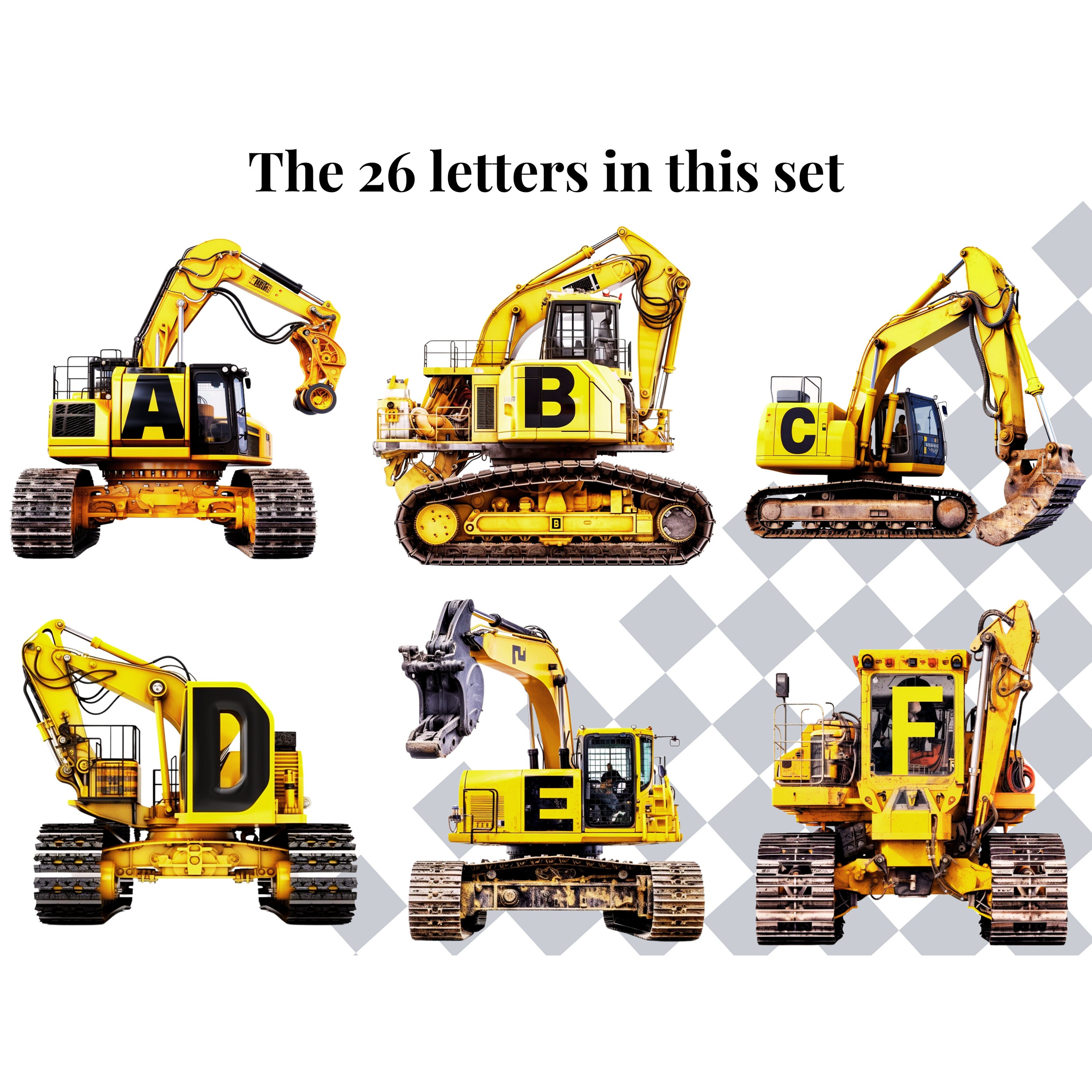 Construction Clipart Alphabet Letters PNG File for Machinery Digital ...