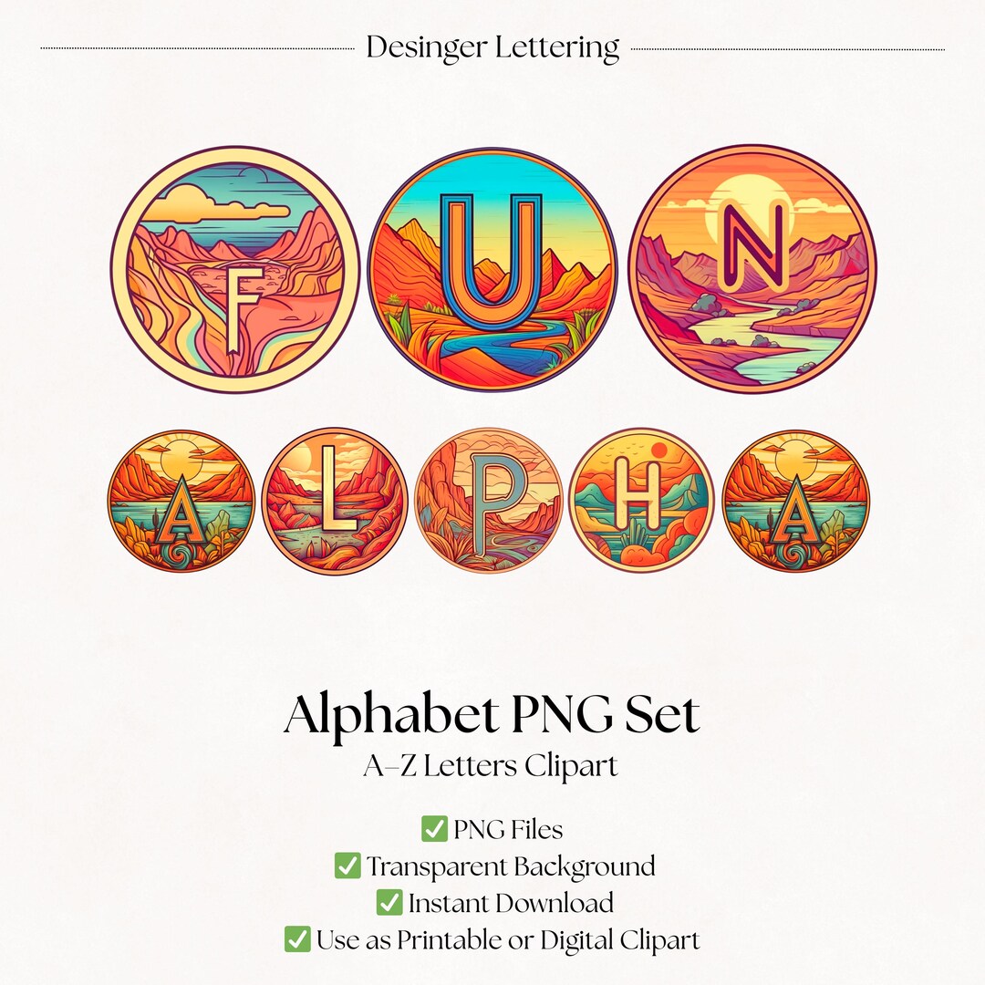 Boho Clipart Alphabet Letters | PNG Desert Lettering Design | Fun Fonts ...