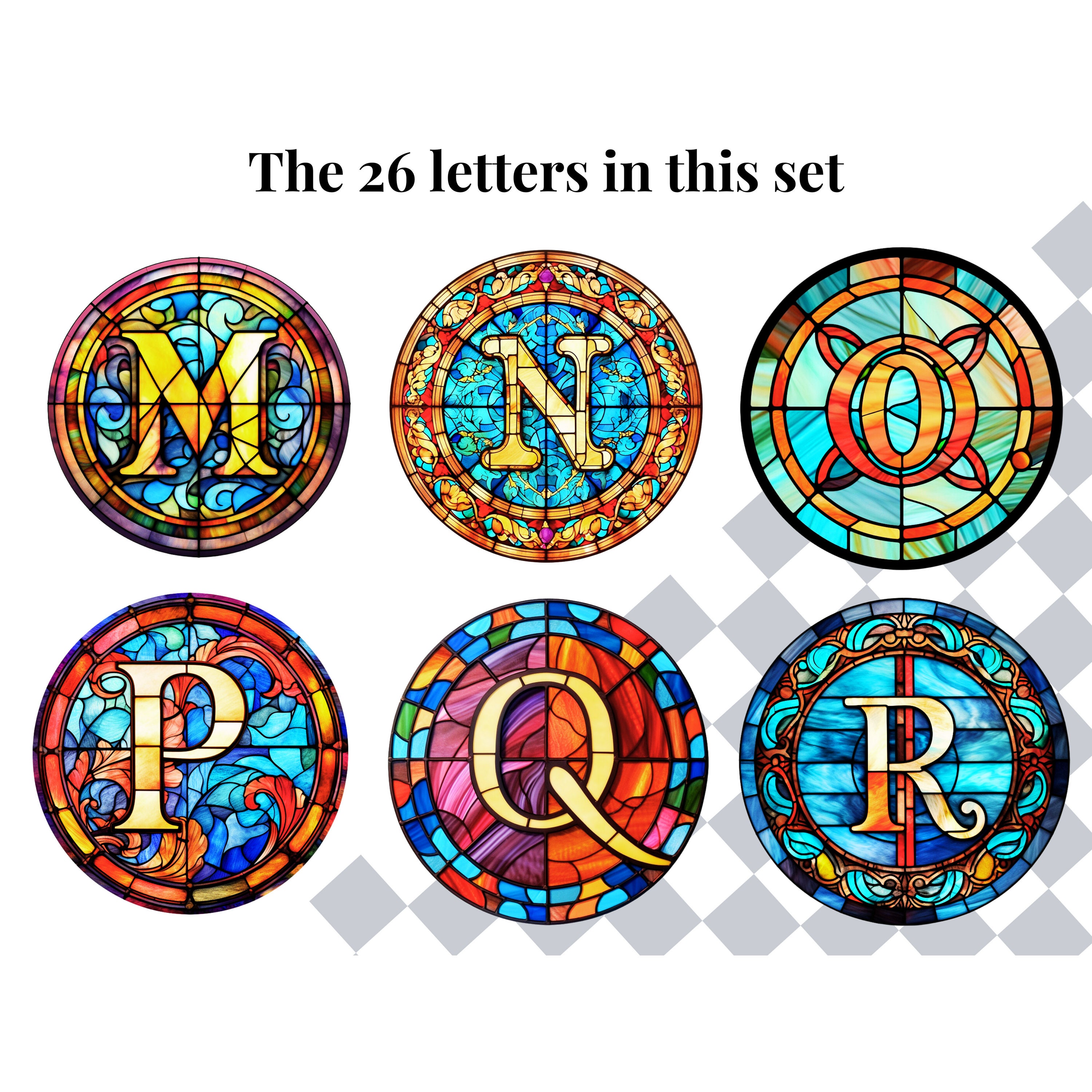 Stained Glass Clipart Alphabet Letters PNG Files for Digital Download ...