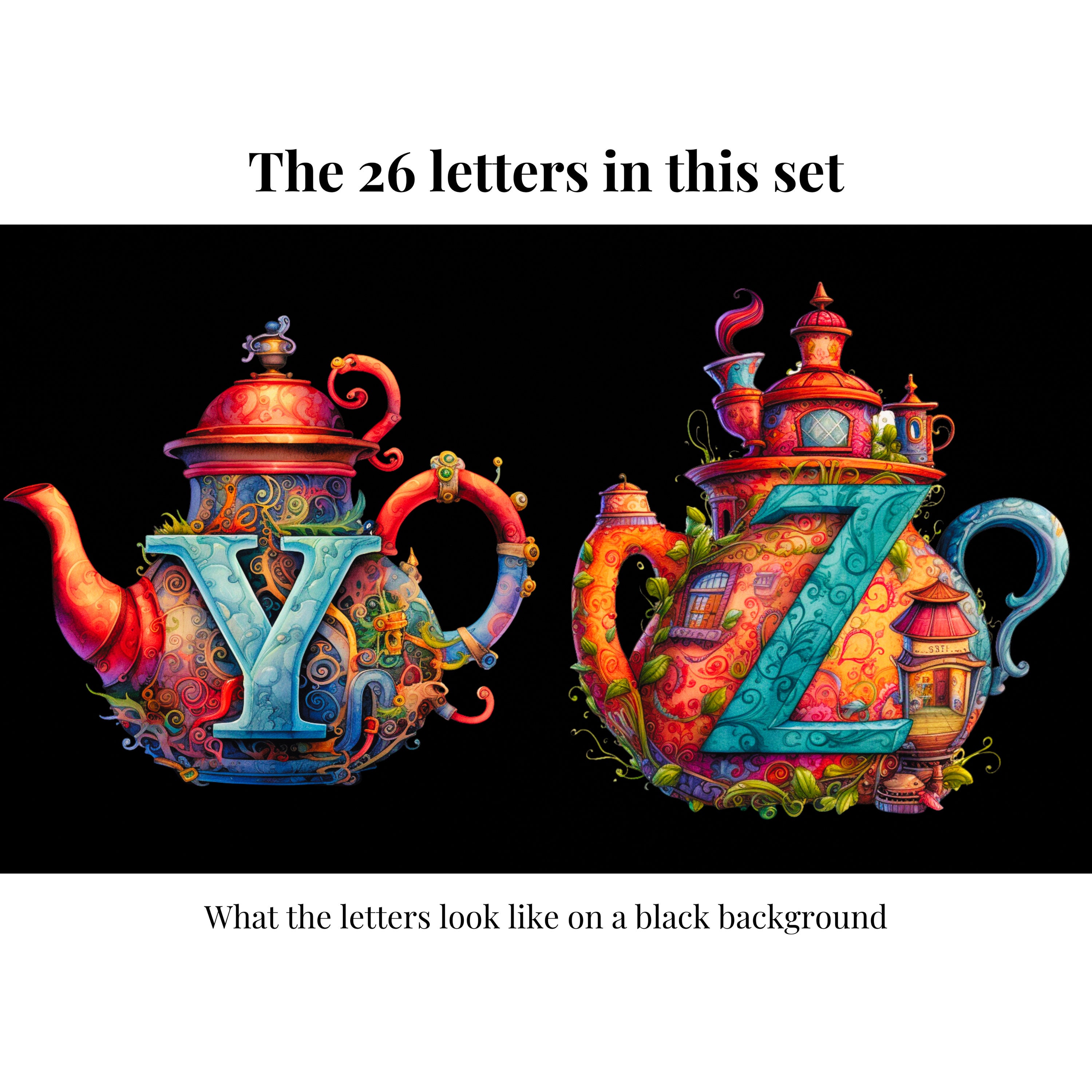 Printable Alphabet Letters and Numbers for Digital Clipart PNG Designs ...