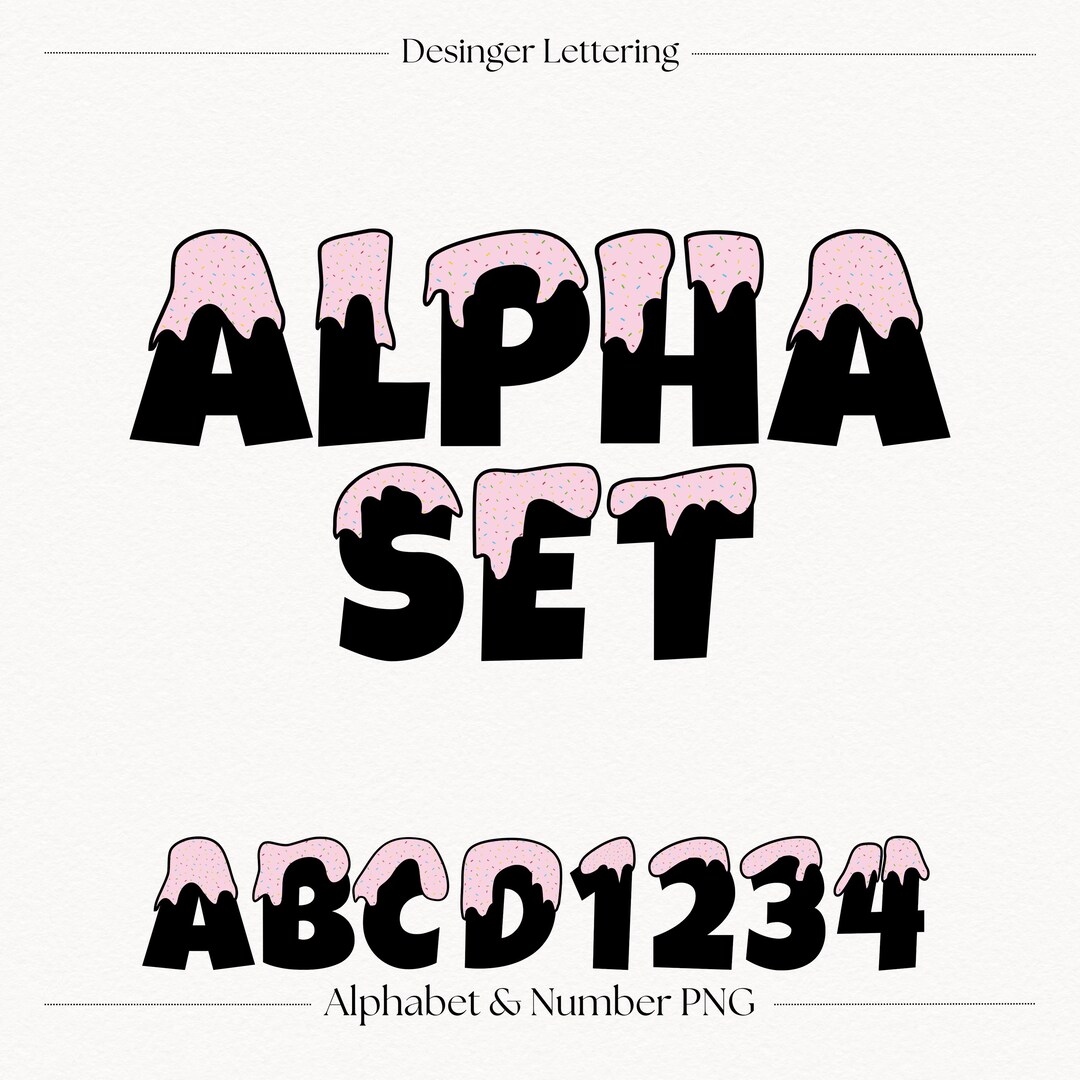 Pink Doodle Alphabet PNG Letters | Icing Drip Font | Birthday Clipart ...