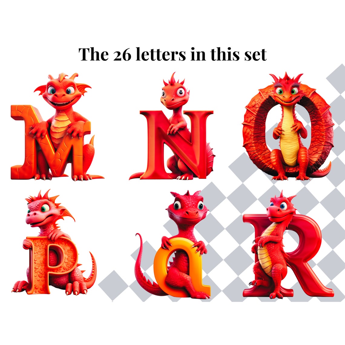 Dragon Clipart Alphabet Letters PNG for Animal Alphabet Decorative ...