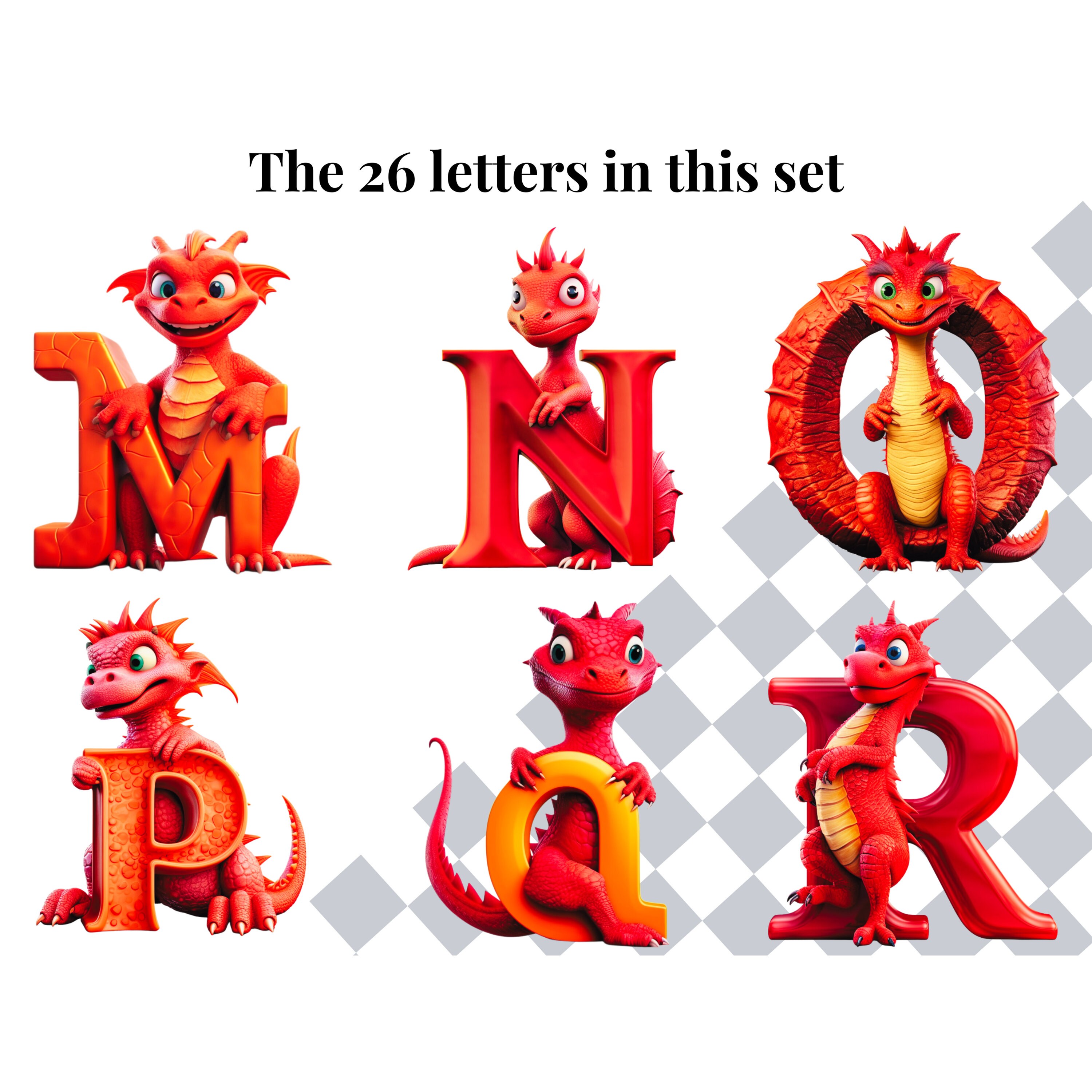Dragon Clipart Alphabet Letters PNG for Animal Alphabet Decorative ...