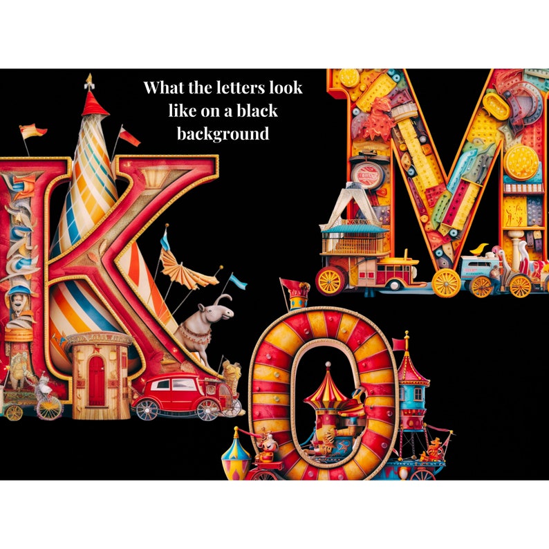 Circus Clipart Alphabet Letters PNG Files for Carnival Digital - Etsy