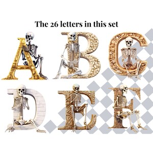 Skeleton PNG Alphabet Letters for Halloween Clipart Bundle, Skeleton ...
