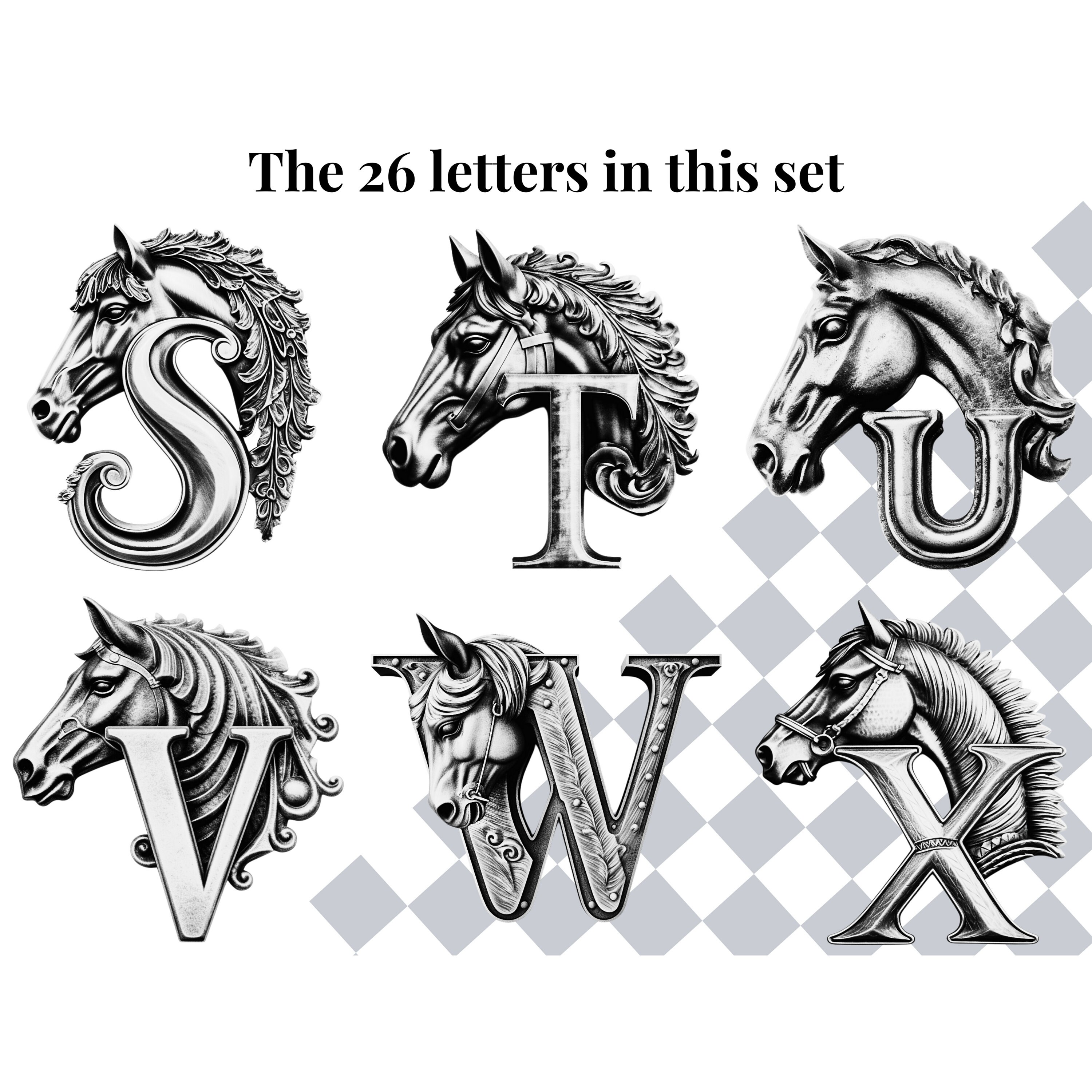 Horse PNG Clipart Alphabet | Western Letters PNG | Animal Fonts ...