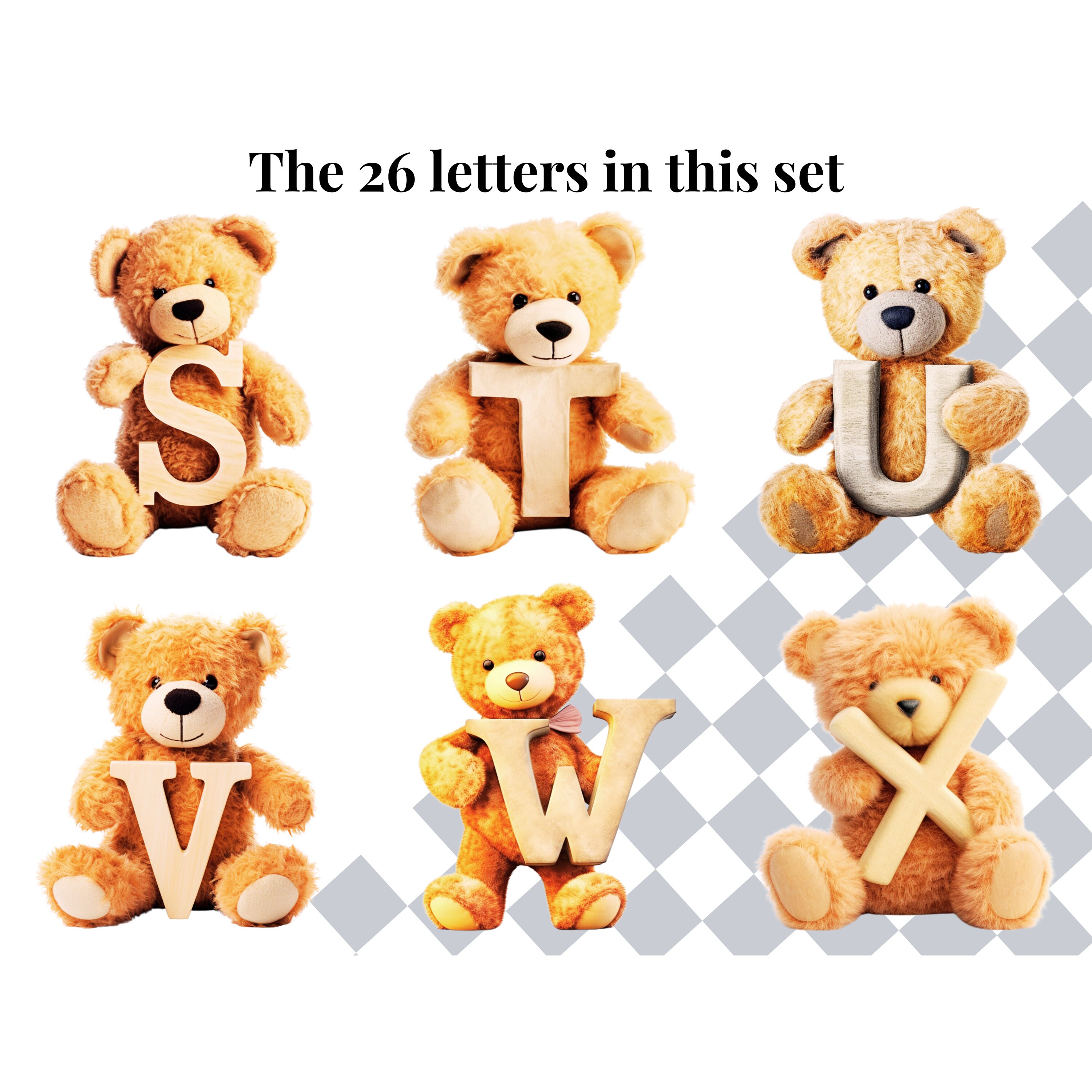 Teddy Bear Alphabet Letters | PNG Font Images | Digital Download - Etsy