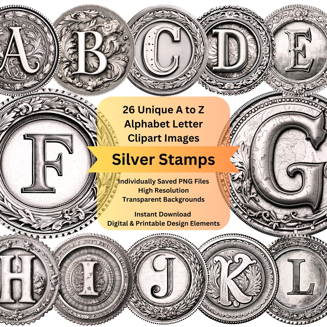 Postage Stamp Clipart Alphabet Letters PNG Files for Digital Download ...