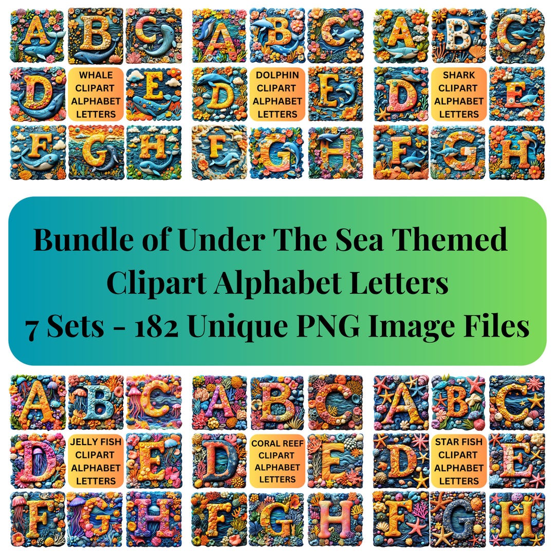 Under the Sea Bundle Alphabet Letter PNG Clipart | Cute Sea Animal ...