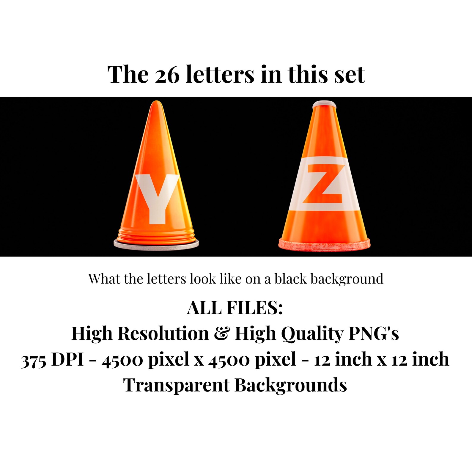 Traffic Cone Clipart Alphabet Letters PNG File for Construction Digital ...
