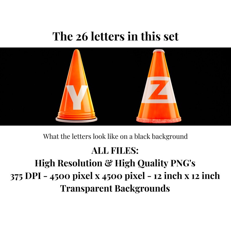 Traffic Cone Clipart Alphabet Letters PNG File for Construction Digital ...