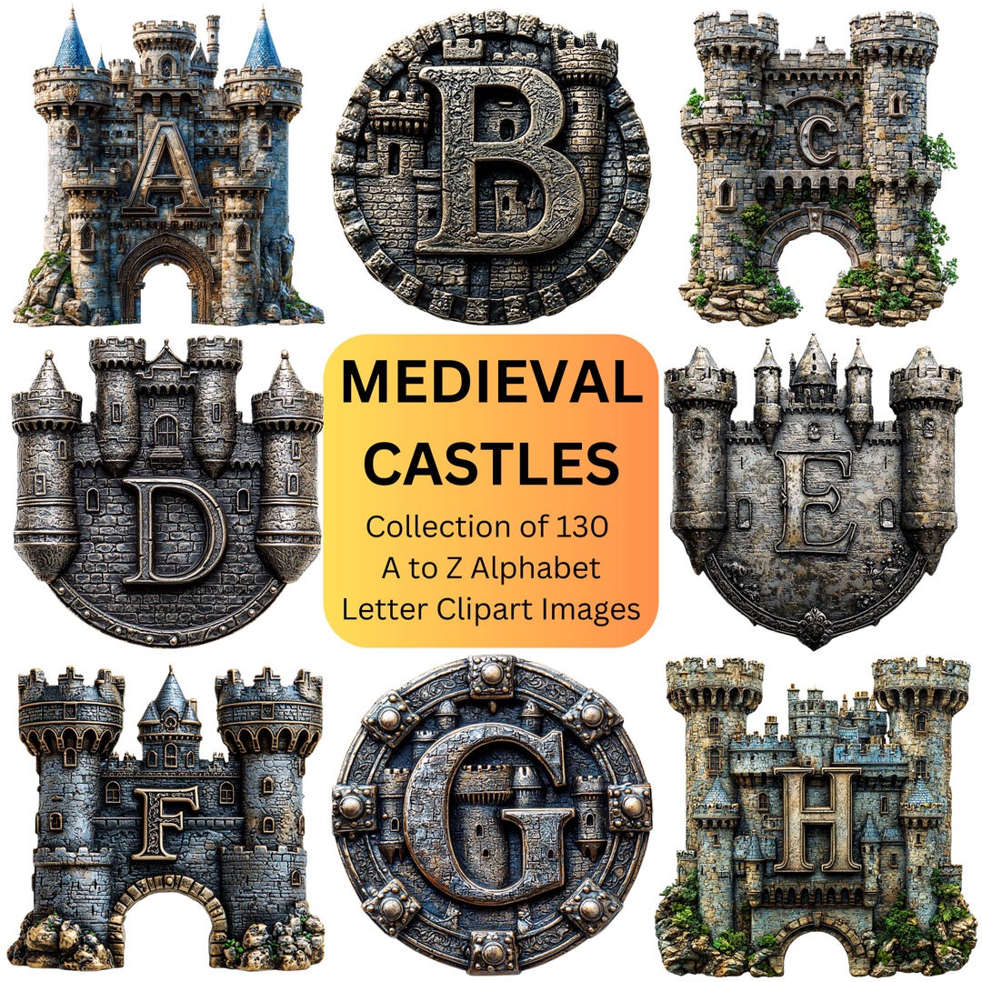 Medieval Castle Clipart Bundle of Alphabet Letters for DIY Arts ...