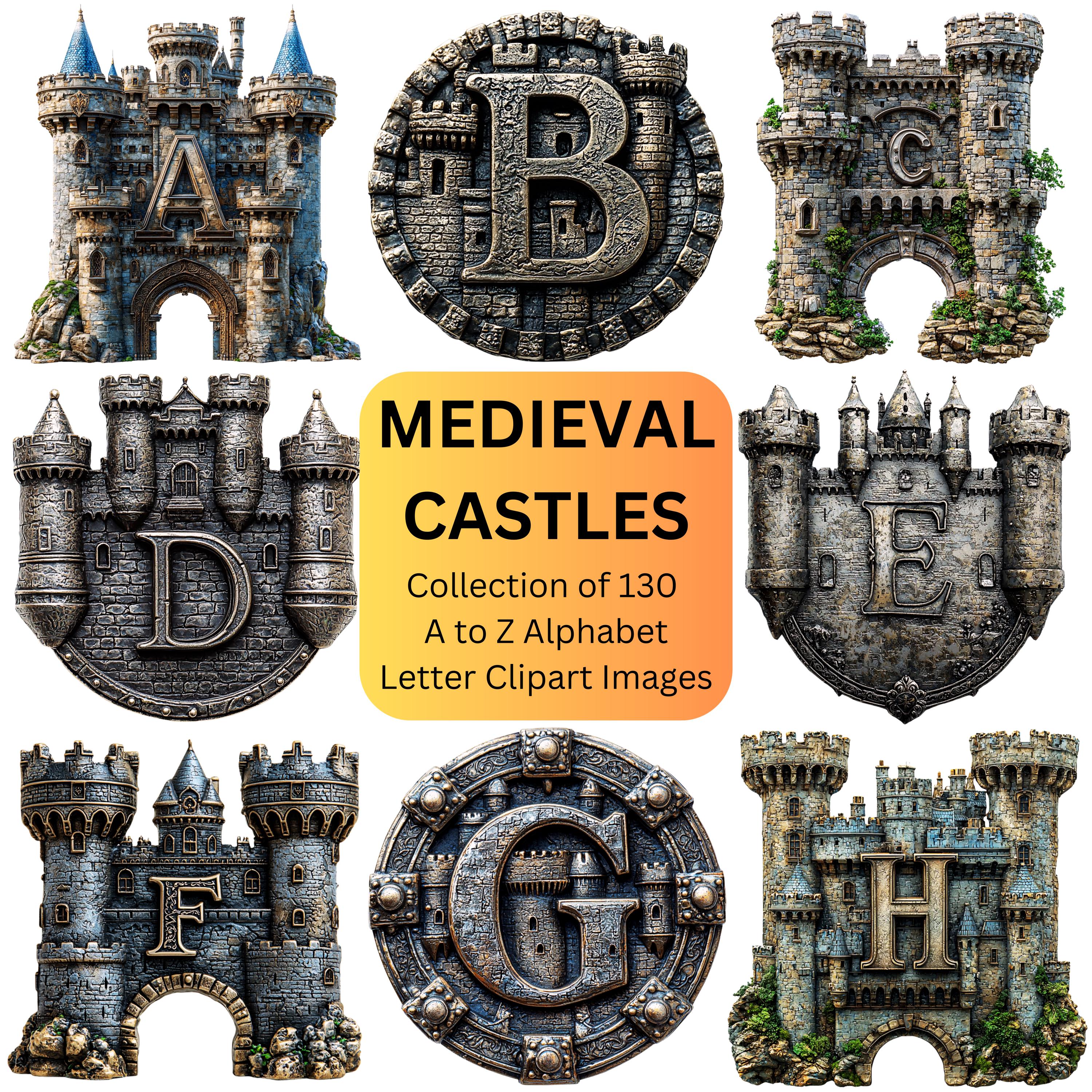 Medieval Castle Clipart Bundle of Alphabet Letters for DIY Arts ...