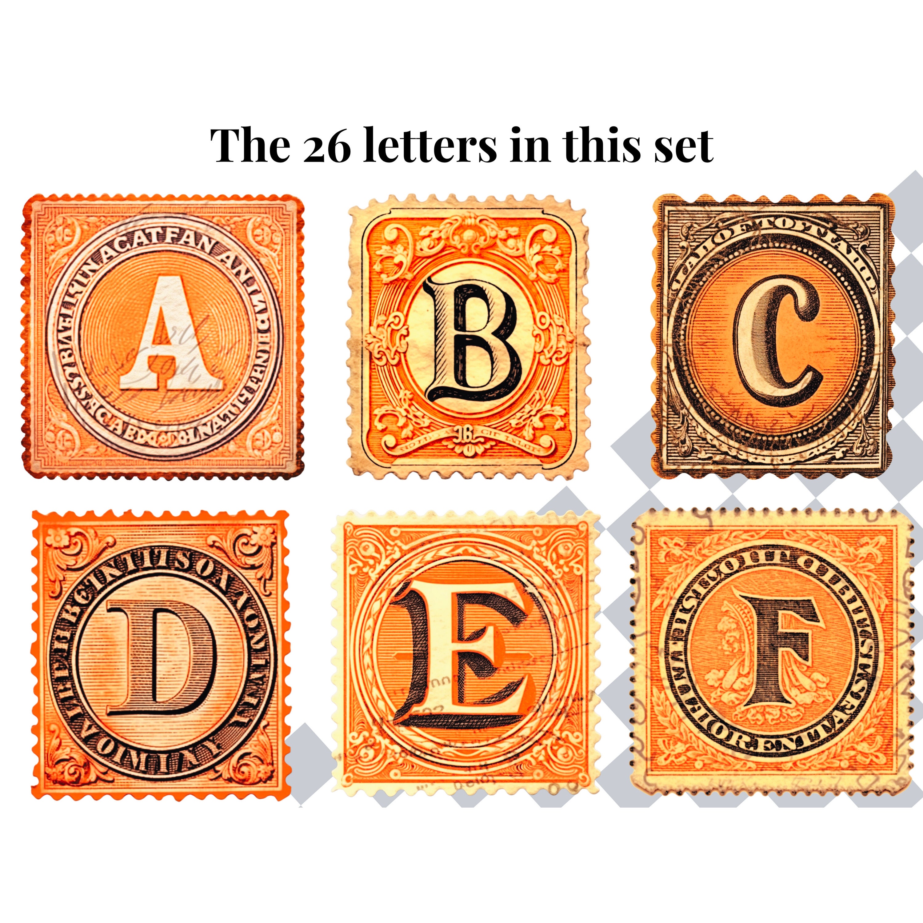 Postage Stamp Clipart Alphabet Letters PNG Files for Digital - Etsy