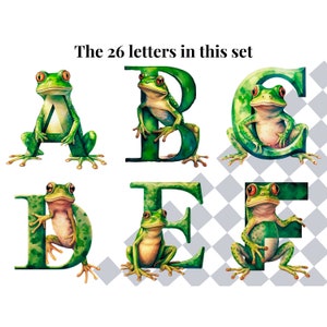 Frog Alphabet Clipart: Watercolor Letters, A-Z PNG (commercial Use) - Etsy
