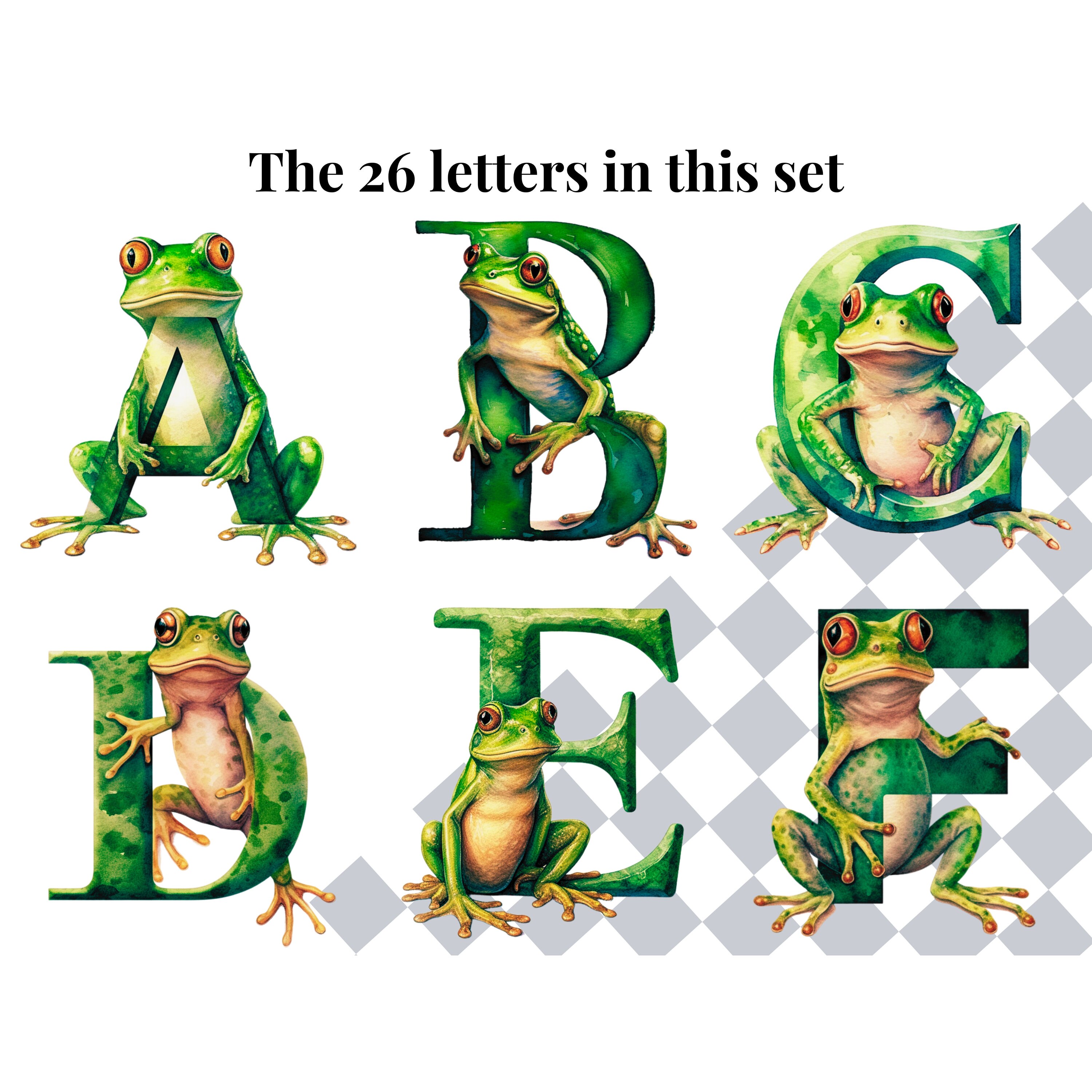 Frog Clipart Decorative Letters PNG for Animal Alphabet, Cute ...