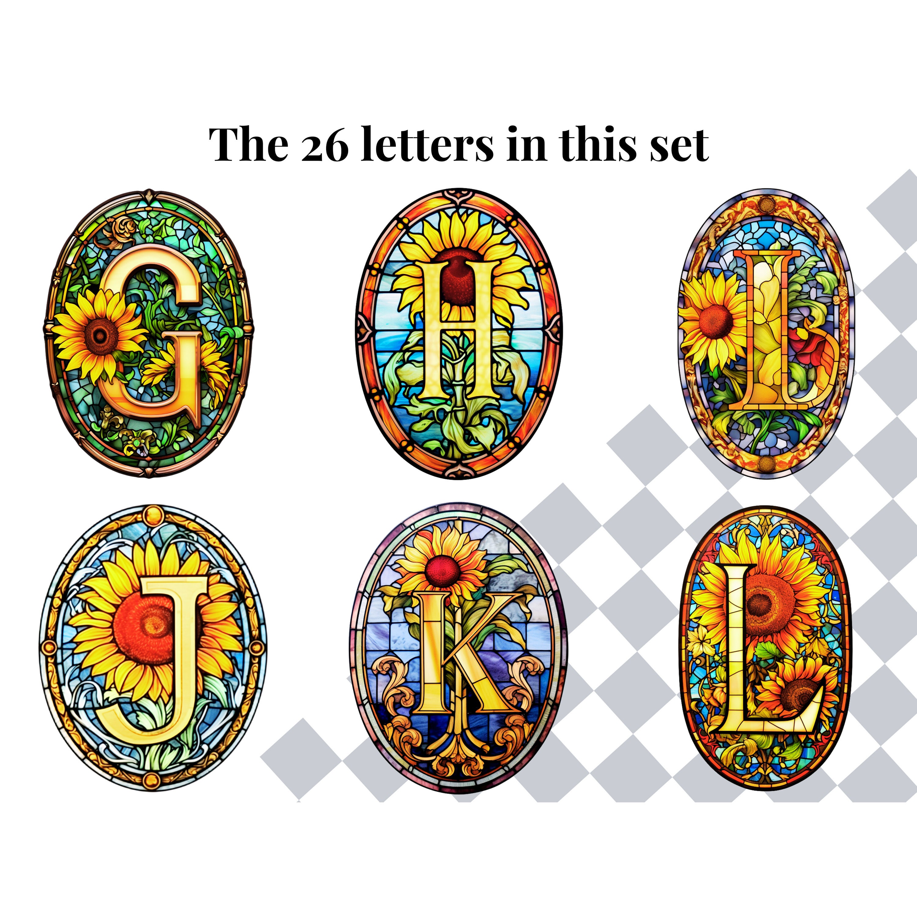 Sunflower Clipart Alphabet Letters PNG Files for Floral Digital ...