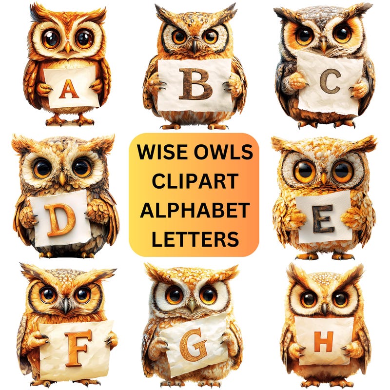 Wise Owl Clip Art - Etsy