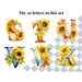 Watercolor Sunflower Alphabet Clipart: A-Z Decorative Letters (digital ...