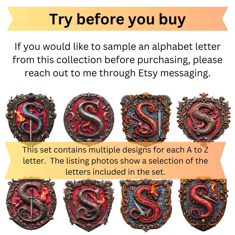 Dragon Shield Alphabet Clipart: Medieval Knight Letters (PNG Digital ...