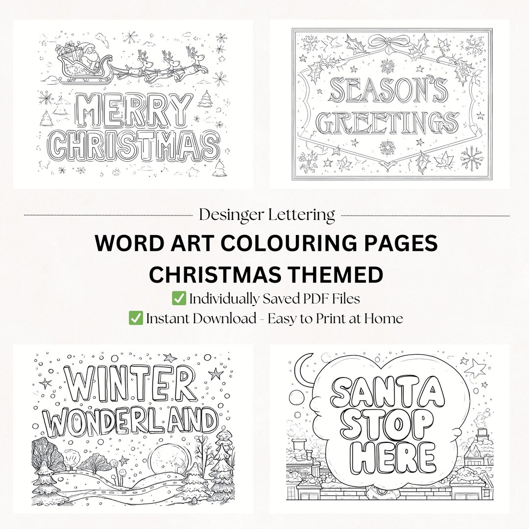 Christmas Coloring Pages | Festive Word Art Printable Colouring Sheets ...