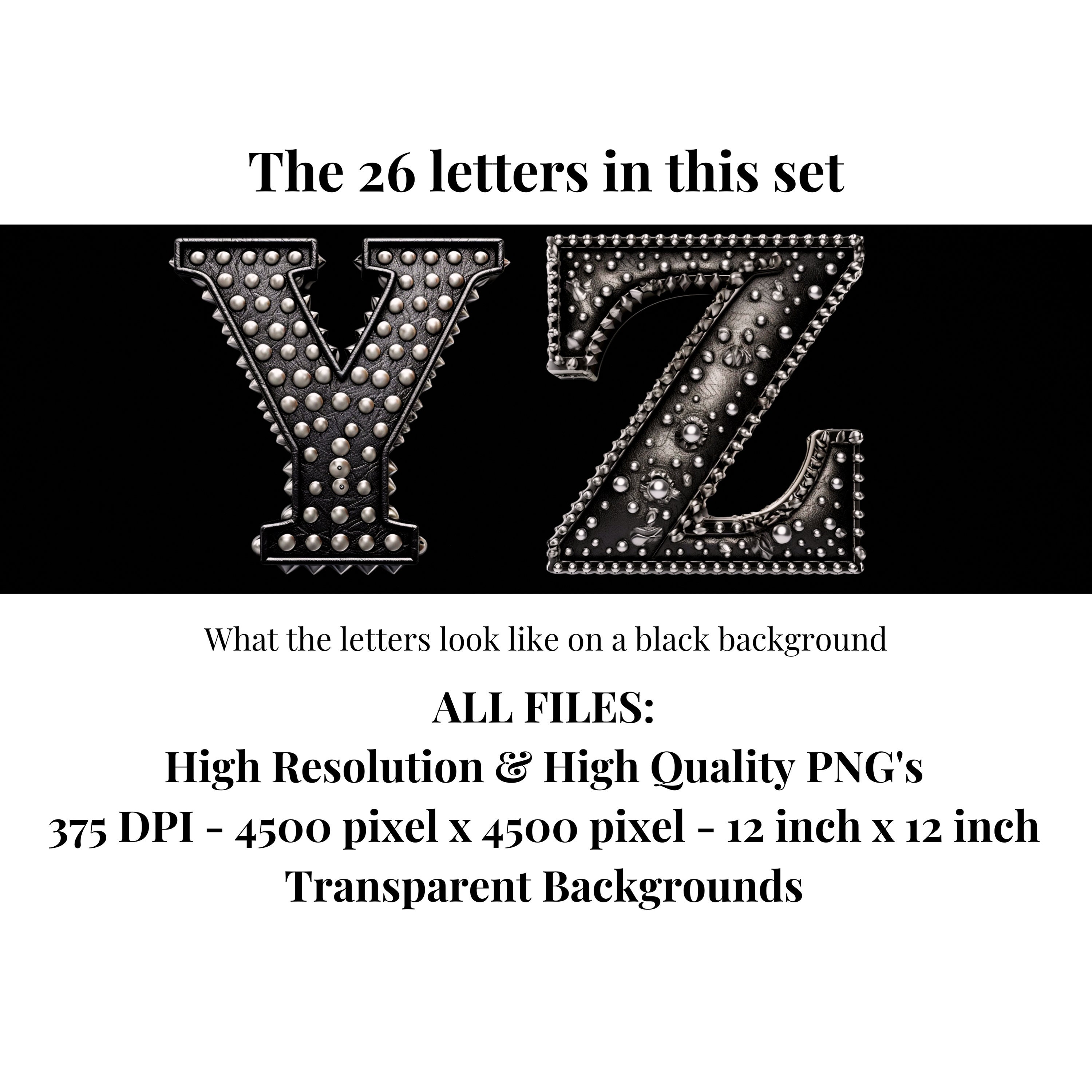 Black Leather Clipart Alphabet Letters PNG Files for Digital Download ...
