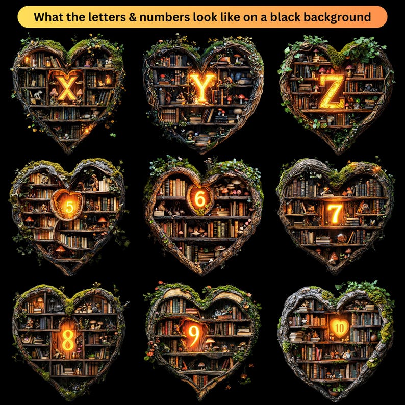 Bookcase Clipart Letters | Book Themed Alphabet PNG Images | Bookish ...