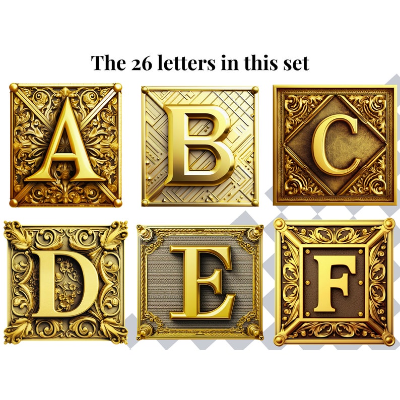 Gold Clipart Alphabet Letters PNG Files for Digital Download ...