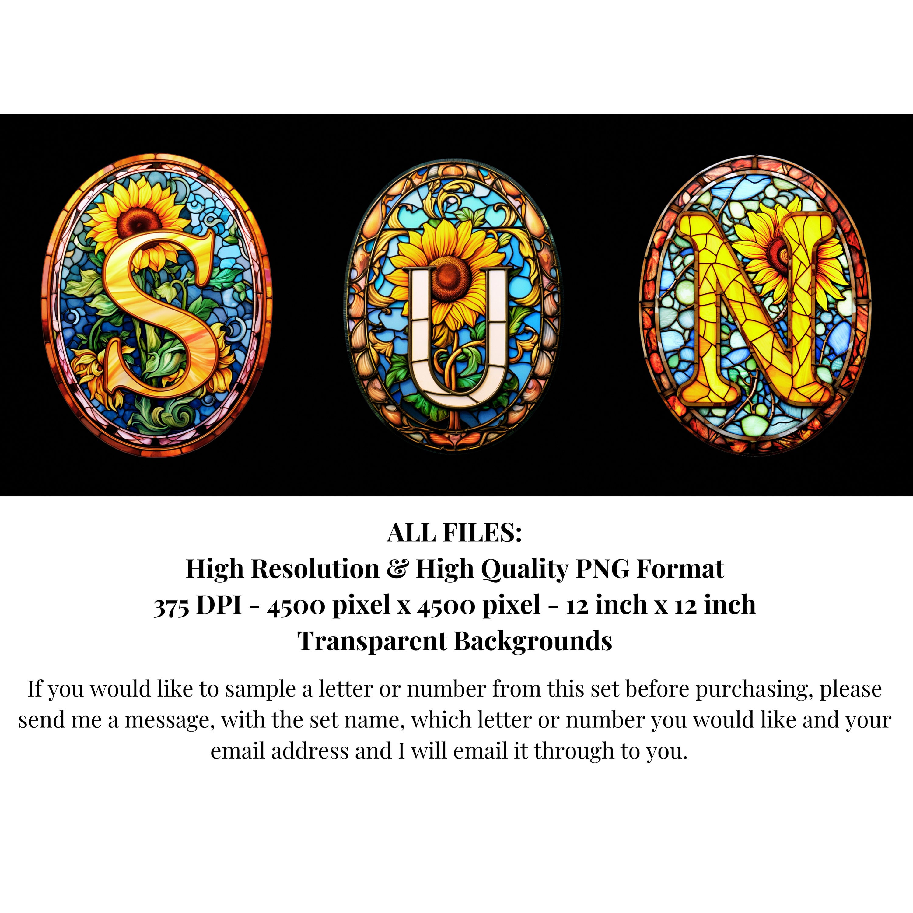 Sunflower Printable Alphabet Letters and Numbers Floral Clipart PNG ...